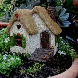 PRETMANNS Fairy Garden Fairy House – Large Fairy Houses for Gardens for Outdoor - Resin Fairy House - Fairy Garden Accessories Outdoor - 7" Fairy Garden House, Door can Open Wide