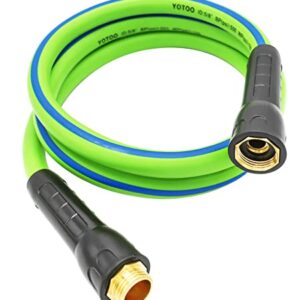 YOTOO Heavy Duty Hybrid Garden Lead in Water Hose 5/8-Inch by 6-Feet 150 PSI, Kink Resistant, All-Weather Flexible with Swivel Grip Handle and 3/4" GHT Solid Brass Fittings, Green+Blue