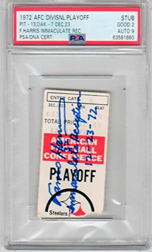 Franco Harris signed Immaculate Reception Ticket Stub 12/23/72 PSA 2 Auto Grade 9