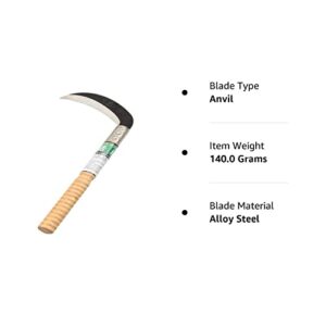 zelin Clearing Sickle,Steel Grass Sickle,Manganese Steel Blade/Hardwood Handle Hand held Sickle Tool -Professional Clearing Vines and Farming Portable Safety Sickle