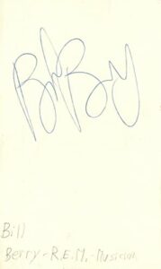 bill berry musician r.e.m. rock music autographed signed index card jsa coa