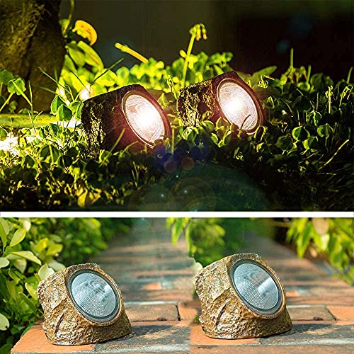 EiGreen 4 Pack Solar Garden Rock Lights Outdoor Decorative, 10 LED Waterproof Solar Pathway Lights,Solar Spot Lights Outdoor, for Ideal for Garden Walkway Pathway Patio