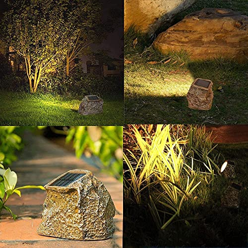 EiGreen 4 Pack Solar Garden Rock Lights Outdoor Decorative, 10 LED Waterproof Solar Pathway Lights,Solar Spot Lights Outdoor, for Ideal for Garden Walkway Pathway Patio