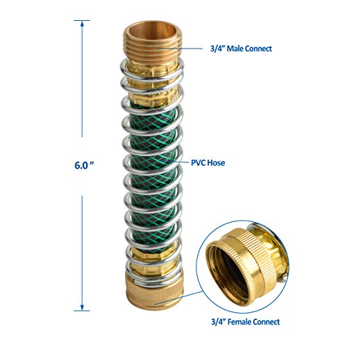 HYDRO MASTER Garden Hose Coiled Spring Protector,Solid Brass Connector,Garden Faucet Extension