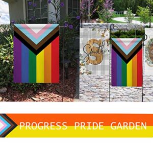 Progress Pride Rainbow Garden Flags - Inclusive Progress Yard Small Flag 12.5x18 Inch for LGBTQ Lesbian Gay Transgender