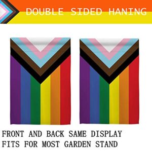 Progress Pride Rainbow Garden Flags - Inclusive Progress Yard Small Flag 12.5x18 Inch for LGBTQ Lesbian Gay Transgender