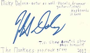 micky dolenz the monkees rock group music autographed signed index card jsa coa