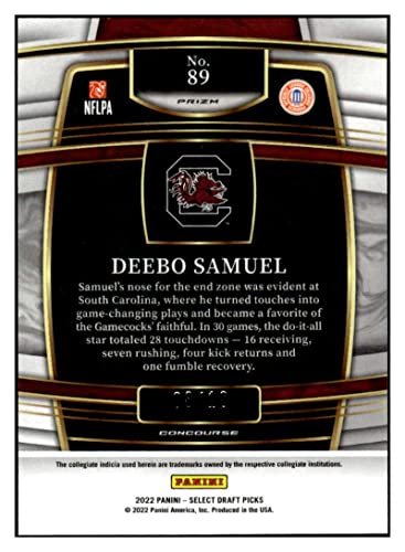 DEEBO SAMUEL 2022 Panini Select Draft /10 Gold Prizm #89 Concourse NM+-MT+ NFL Football