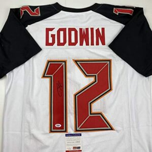 autographed/signed chris godwin tampa bay white football jersey psa/dna coa