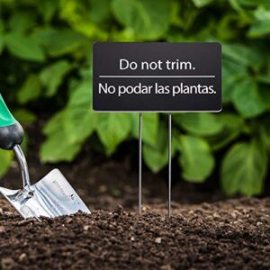 Do Not Trim Acrylic Yard Sign, Bilingual Plant Signs, Garden Markers, Set of 2 (Black)