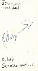 rudolph schenker guitarist scorpions rock band music signed index card jsa coa