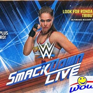 2019 Topps WWE SMACKDOWN LIVE! EXCLUSIVE Factory Sealed Retail Box with RELIC Card! Look for Cards & Autographs of WWE Superstars Triple H, Ronda Rousey, Kevin Owens, Alexa Bliss & Many More! WOWZZER!