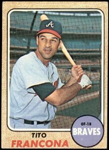 1968 topps # 527 tito francona atlanta braves (baseball card) vg/ex braves