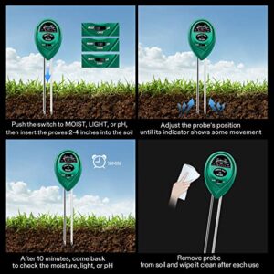 VIVOSUN Soil Tester, 3-in-1 Plant Moisture Meter Light and PH Tester for Home, Garden, Lawn, Farm, Indoor and Outdoor Use, Promote Plants Healthy Growth