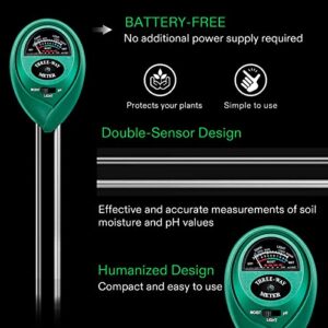 VIVOSUN Soil Tester, 3-in-1 Plant Moisture Meter Light and PH Tester for Home, Garden, Lawn, Farm, Indoor and Outdoor Use, Promote Plants Healthy Growth