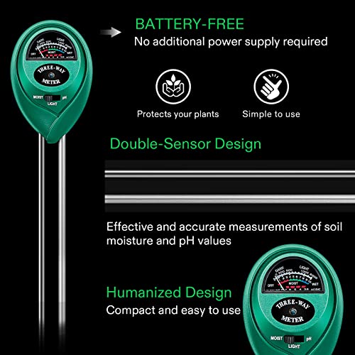 VIVOSUN Soil Tester, 3-in-1 Plant Moisture Meter Light and PH Tester for Home, Garden, Lawn, Farm, Indoor and Outdoor Use, Promote Plants Healthy Growth