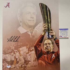 autographed/signed nick saban alabama crimson tide 16×20 college football photo psa/dna coa