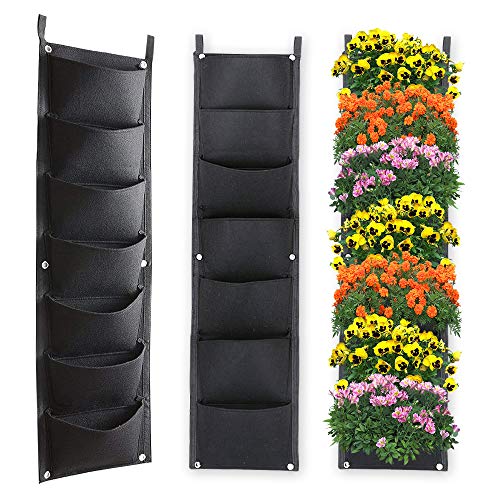 X XBEN Vertical Wall Hanging Planters, 7 Pockets Indoor Outdoor Large Grow Bags for Balcony Garden Yard Office Home Decoration