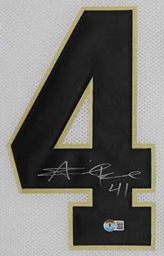 Alvin Kamara Autographed & Framed White New Orleans Jersey Auto Beckett Cert