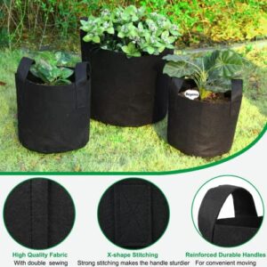 JERIA 12-Pack 5 Gallon, Vegetable/Flower/Plant Grow Bags, Aeration Fabric Pots with Handles (Black), Come with 12 Pcs Plant Labels