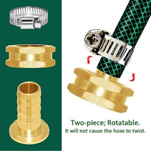 Joywayus Brass 1/2" Barb x 3/4“GHT Thread Swivel Knurling and Hex Garden Water Hose Pipe Repair Connector Fitting with Stainless Clamp (4PCS)