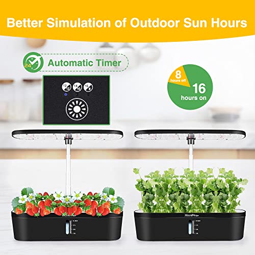 Hydroponics Growing System 12 Pods Indoor Herb Garden Kit with Led Grow Light Automatic Timer Smart Germination Kit Garden Planter 4L Large Leakproof Water Tank