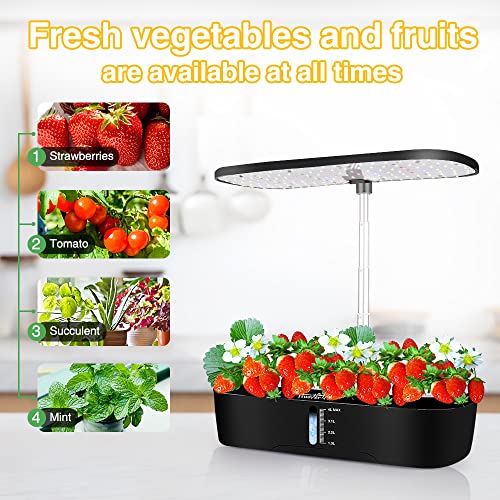 Hydroponics Growing System 12 Pods Indoor Herb Garden Kit with Led Grow Light Automatic Timer Smart Germination Kit Garden Planter 4L Large Leakproof Water Tank