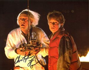 christopher lloyd signed/autographed back to the future 8×10 glossy photo portraying doc brown. includes fanexpo fanexpo certificate of authenticity and proof. entertainment autograph original.