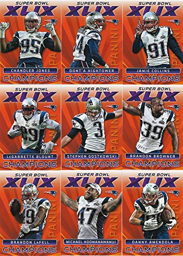 New England Patriots 2014 Panini Super Bowl XLIX Champions Limited Edition Factory Sealed 25 Card Team Set with First Malcolm Butler Rookie Year Card, 3 Tom Brady Cards, Super Bowl Moments Cards and More