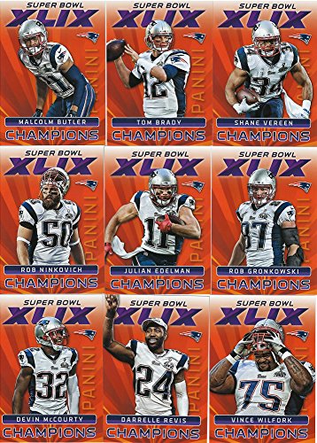 New England Patriots 2014 Panini Super Bowl XLIX Champions Limited Edition Factory Sealed 25 Card Team Set with First Malcolm Butler Rookie Year Card, 3 Tom Brady Cards, Super Bowl Moments Cards and More