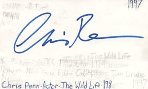 chris penn deceased actor reservoir dogs wild life signed index card jsa coa