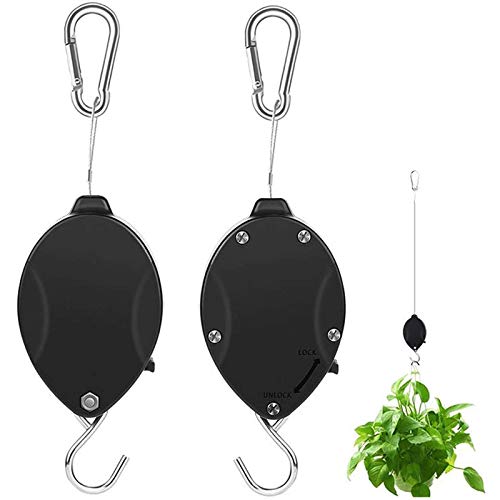 TIHOOD 2PCS Plant Pulley Retractable Hanger Hooks - Hanging Plants Garden Baskets Pots Bird Houses. 5ft Long & 55 lbs Weight Capacity