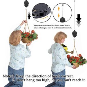 TIHOOD 2PCS Plant Pulley Retractable Hanger Hooks - Hanging Plants Garden Baskets Pots Bird Houses. 5ft Long & 55 lbs Weight Capacity