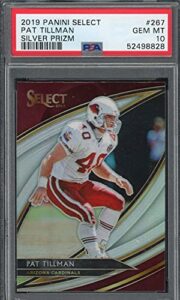 pat tillman 2019 panini select silver prizm football card #267 graded psa 10