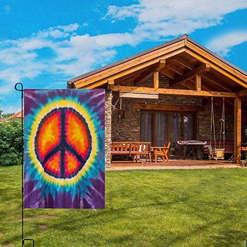 12X18 Garden Flag,Gesmatic Peace Garden Flag Christmas Garden Flag Abstract Peace Sign Design Tie Dye Garden Flag Décor Farmhouse Burlap Yard Outdoor Decoration for Homes, Yards and Gardens