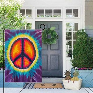 12X18 Garden Flag,Gesmatic Peace Garden Flag Christmas Garden Flag Abstract Peace Sign Design Tie Dye Garden Flag Décor Farmhouse Burlap Yard Outdoor Decoration for Homes, Yards and Gardens