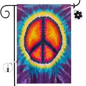 12X18 Garden Flag,Gesmatic Peace Garden Flag Christmas Garden Flag Abstract Peace Sign Design Tie Dye Garden Flag Décor Farmhouse Burlap Yard Outdoor Decoration for Homes, Yards and Gardens