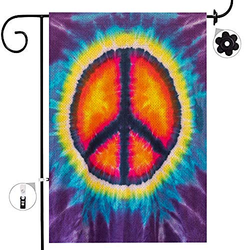 12X18 Garden Flag,Gesmatic Peace Garden Flag Christmas Garden Flag Abstract Peace Sign Design Tie Dye Garden Flag Décor Farmhouse Burlap Yard Outdoor Decoration for Homes, Yards and Gardens