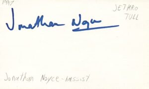 jonathan noyce bassist jethro tull rock band music signed index card jsa coa