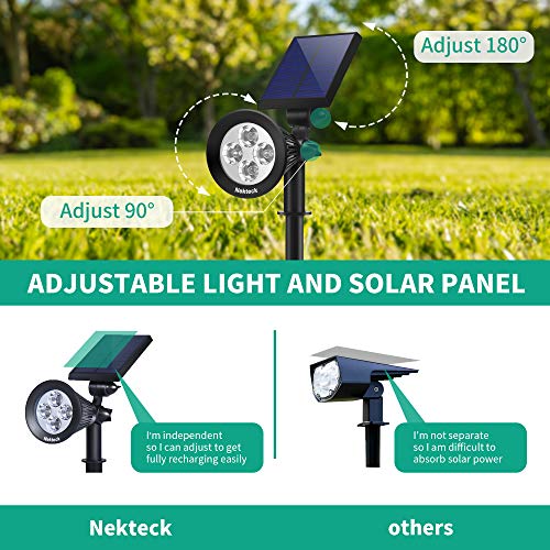 Nekteck Solar Lights, 2-in-1 Solar Spot Lights Outdoor, Waterproof Solar Powered Landscape Spotlights, Bright and Dark Sensing, Auto On/Off for Yard, Pathway, Garden, Driveway (2 Pack, Warm White)