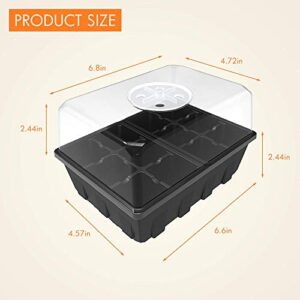 Gardzen 3-Set Garden Propagator Set, Clear Seed Tray Kits with 36-Cell, Seed Starter Tray with Dome and Base 6.6" x 4.5" (12-Cell Per Tray)