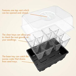 Gardzen 3-Set Garden Propagator Set, Clear Seed Tray Kits with 36-Cell, Seed Starter Tray with Dome and Base 6.6" x 4.5" (12-Cell Per Tray)