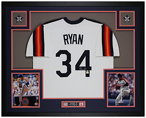 Nolan Ryan Autographed White Astros Jersey - Beautifully Matted and Framed - Hand Signed By Ryan and Certified Authentic by AI - Includes Certificate of Authenticity