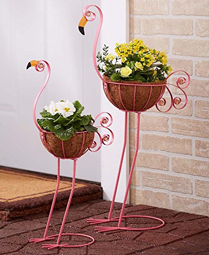 LTD Sets of 2 Bird Planters Flamingos