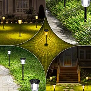 JSOT 200 Lumens Solar Pathway Lights,4 Pack Solar Outdoor Landscape Path Lights Waterproof,Bright Solar Driveway Lights,IP65 Long Last LED Solar Walkway Light for Garden,Lawn,Path.(Warm/White Light)