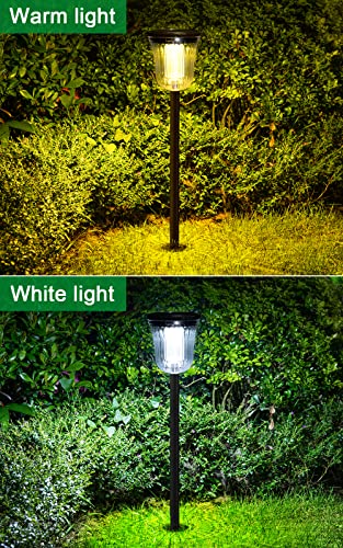 JSOT 200 Lumens Solar Pathway Lights,4 Pack Solar Outdoor Landscape Path Lights Waterproof,Bright Solar Driveway Lights,IP65 Long Last LED Solar Walkway Light for Garden,Lawn,Path.(Warm/White Light)