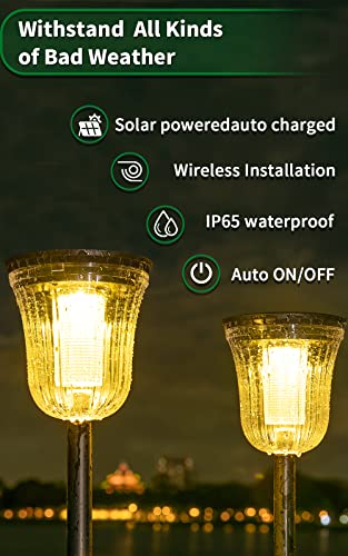 JSOT 200 Lumens Solar Pathway Lights,4 Pack Solar Outdoor Landscape Path Lights Waterproof,Bright Solar Driveway Lights,IP65 Long Last LED Solar Walkway Light for Garden,Lawn,Path.(Warm/White Light)