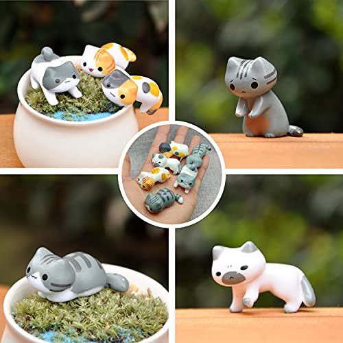 Mini Cute Tuxedo Small Cat Figures Decor, Miniature Fairy Garden Cat Succulent, 12 Pcs Lovely Cat Figurines For Cat Lovers, Tiny Terrarium Animal Statues Ornaments For Home Decoration Micro Landscape