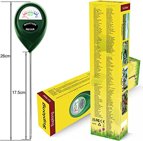 Suplong Soil Moisture Meter,Plant Moisture Meter, Plant Water Meter for Plants, Gardening, Farming, Indoor and Outdoor Plants(No Batteries Required)