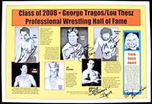 2008 roddy piper, abe jacobs, masaniro saito stu hart penny banner signed poster – autographed wrestling photos